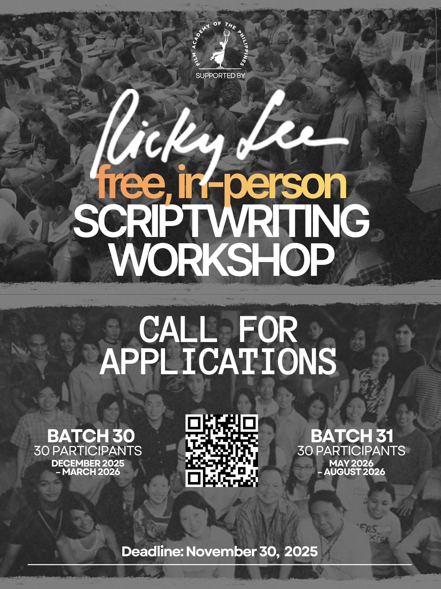 Ricky Lee is offering an in-person scriptwriting workshop for free. Here's how to register ...